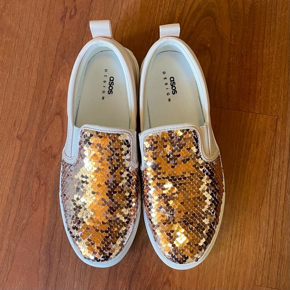 ASOS | Shoes | Asos Slipon Sneakers Rose Gold Sparkle | Poshmark